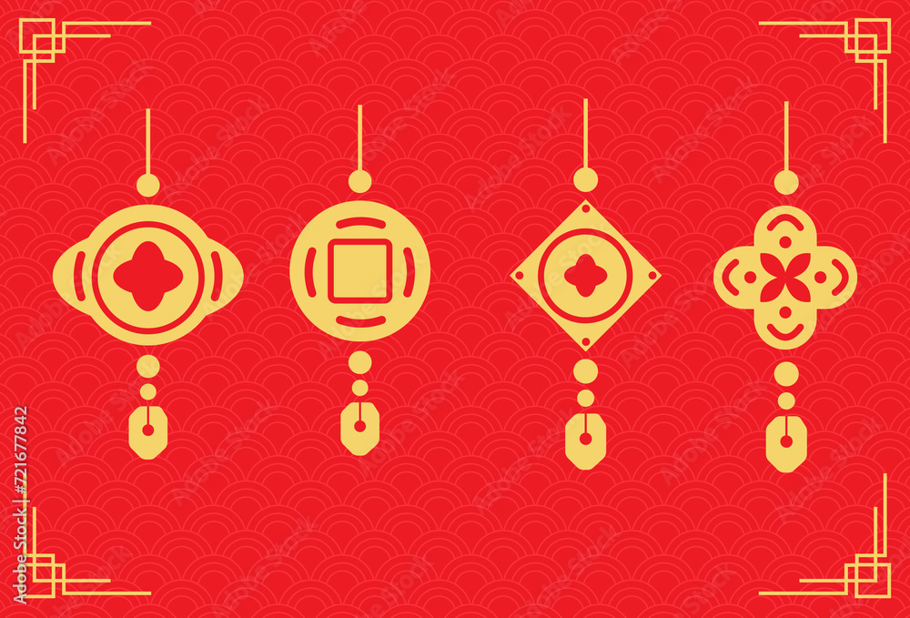 Hanging signs that represent Chinese New Year The pattern consists of ...