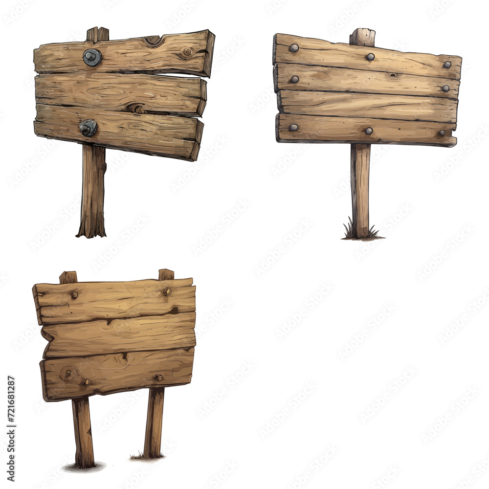 Rustic Wooden Signposts Vector Set Three wooden signposts, rustic ...