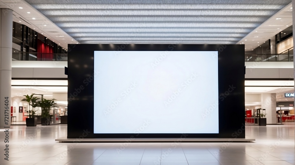 LED screen in an shopping center or mall environment as wide banner ...