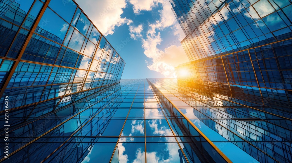 Modern office building or business center. High-rise window buildings ...