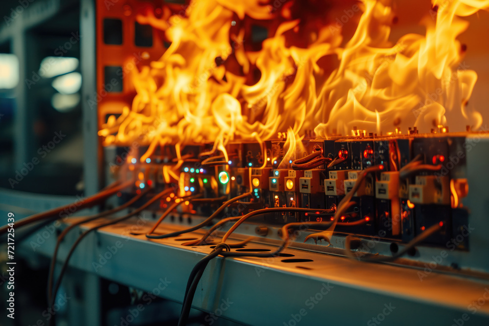 Due to short circuit and overload, an electrical panel caught fire AI ...
