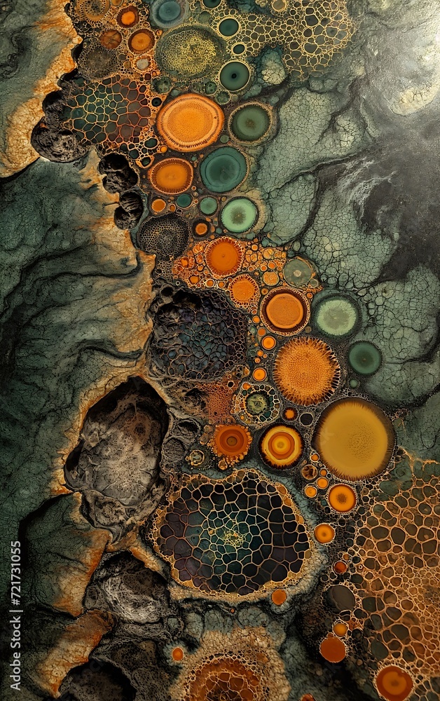 river different color fractal fungus aerial view ancient land mine ...