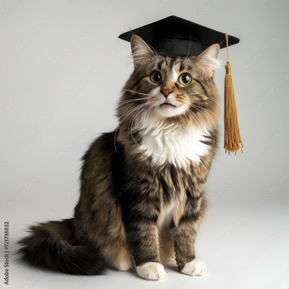 Intelligent Tabby Cat in Graduation Cap - Celebrating Educational ...