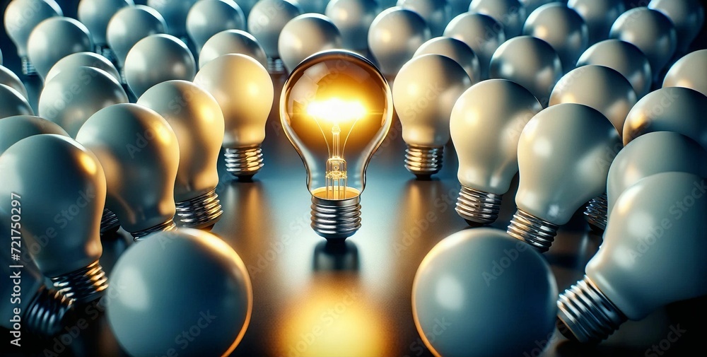 One out unique idea light bulb concept. Think differently and Creation ...