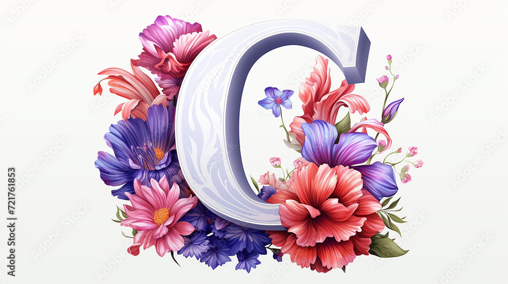 Serif Typeface Typographical Logo with Floral Design Featuring Letter ...