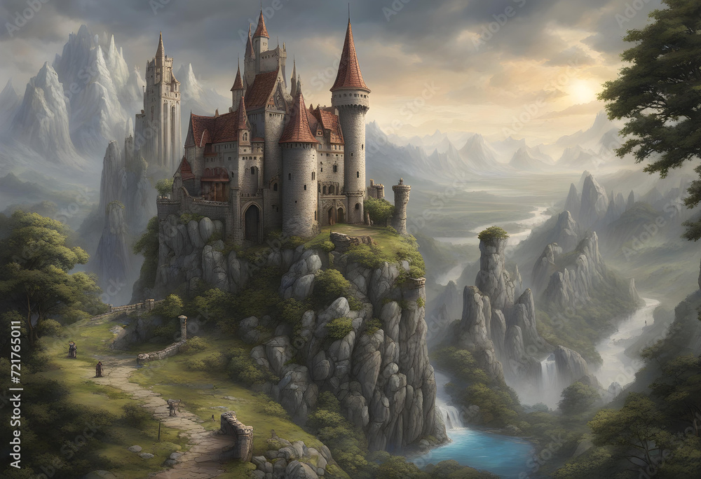 Fantasy Castle. Landscape. Kingdom. Enchanting. Fairytale. Majestic ...