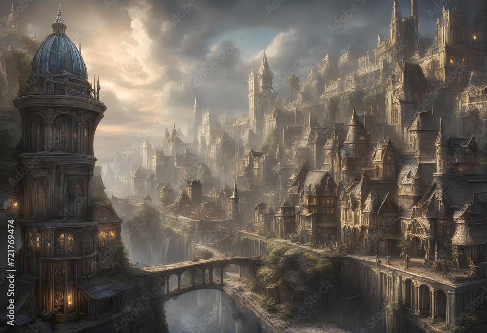 Fantasy City. Capital. Kingdom. High Fantasy. Metropolis. Magical ...