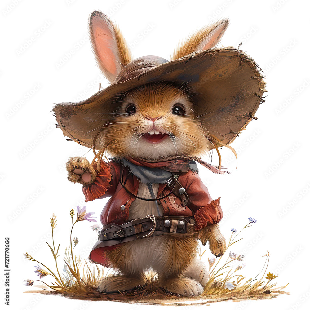 Watercolor Cowboy Bunny Clipart, Western Rabbit PNG, Bunny Cowboy ...