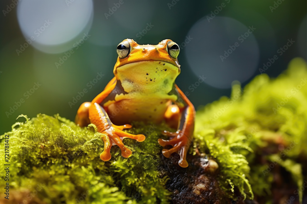 Gliding frog look like laughing on moss, Flying frog laughing, animal ...