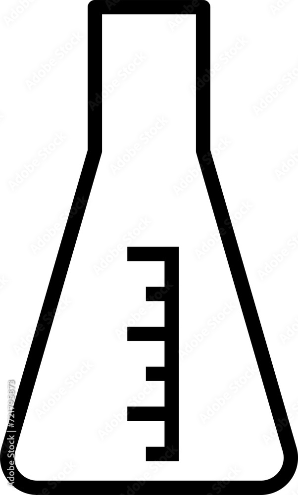This is a transparent PNG vector image of a glass conical flask. The ...