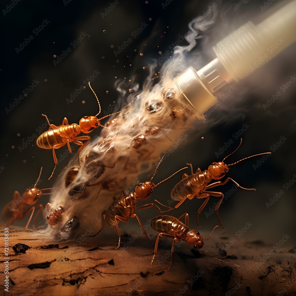 Chemical spray to kill insects ants and termites, 3d illustration Stock ...
