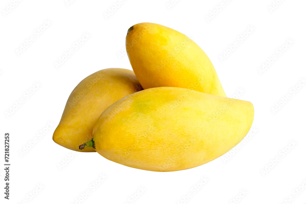 Nam Dok Mai mango isolated on white background. Ripe yellow mango is ...
