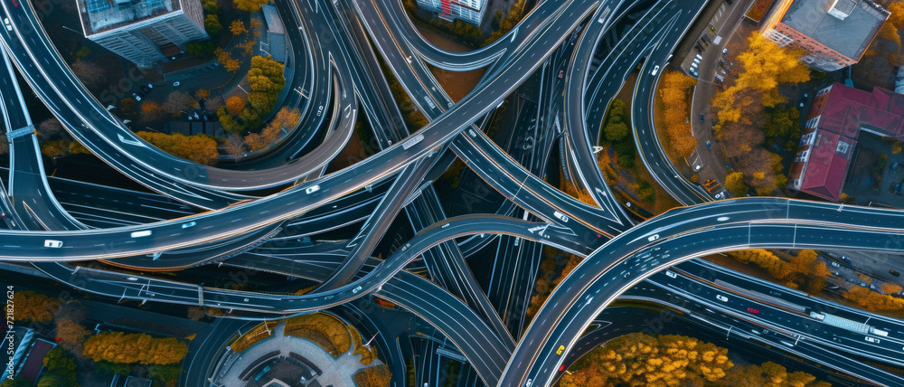 Urban complexity: An aerial view of intertwined highways, a testament ...
