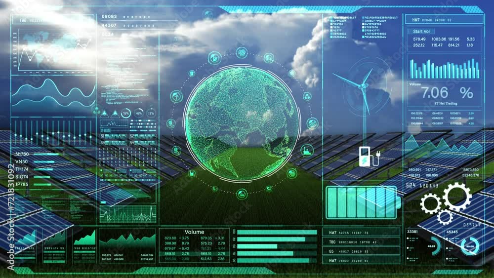 Futuristic Green Energy Interface, Digital interface showcasing green ...