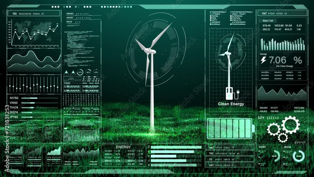 Vidéo Stock Futuristic Clean Energy Interface, Digital interface ...