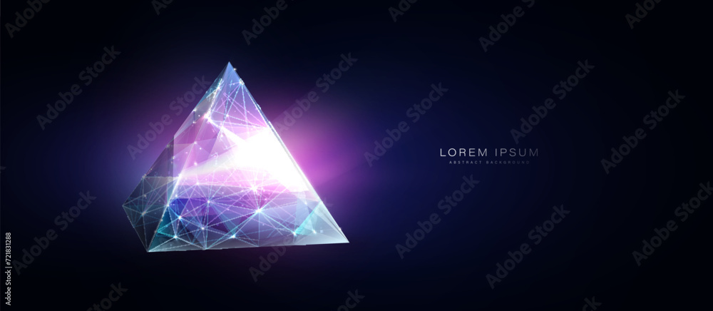 Prism with Light rays. Crystal, Diamond. Rainbow colors. Low poly ...
