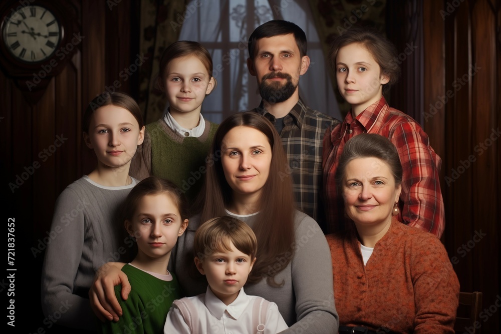 Vintage photo of a Family Portrait. 19th century, 18, Old Believers ...