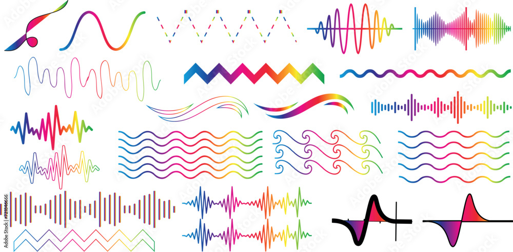 Colorful sound waves vector, audio digital equalizer technology, music ...