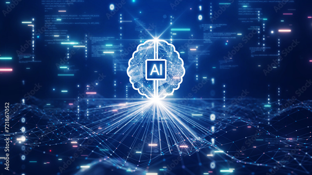 Artificial Intelligence (AI) technology concept. Big data collection ...