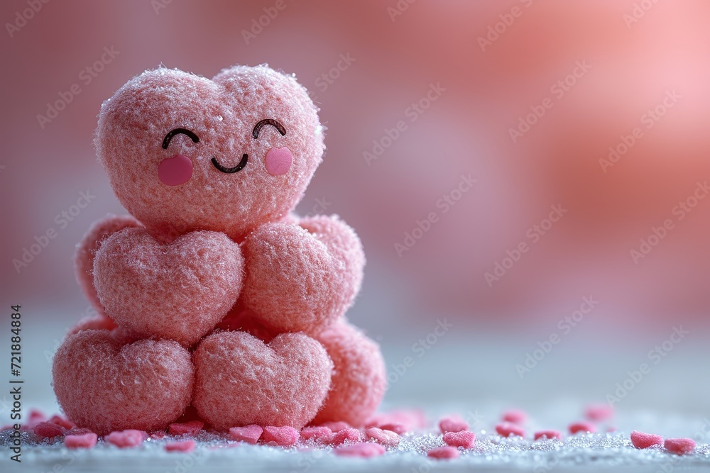 Cartoon hearts forming a heart-shaped human pyramid with animated ...