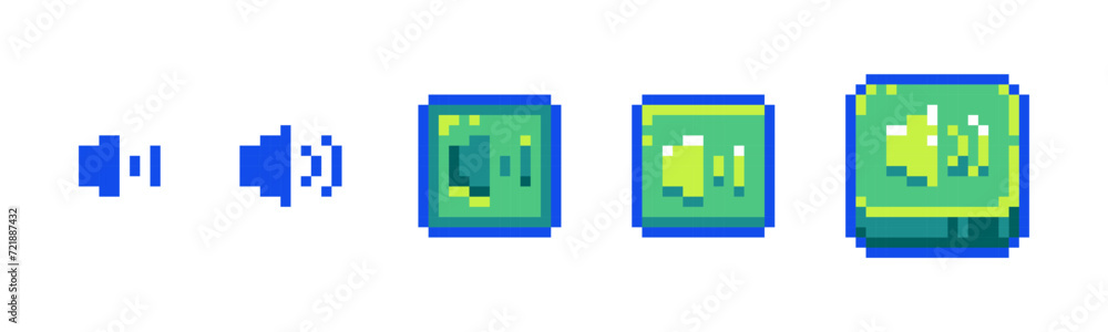 Pixel Sound Volume Icon Set for Retro Game UI. Retro 8-Bit Style Audio ...