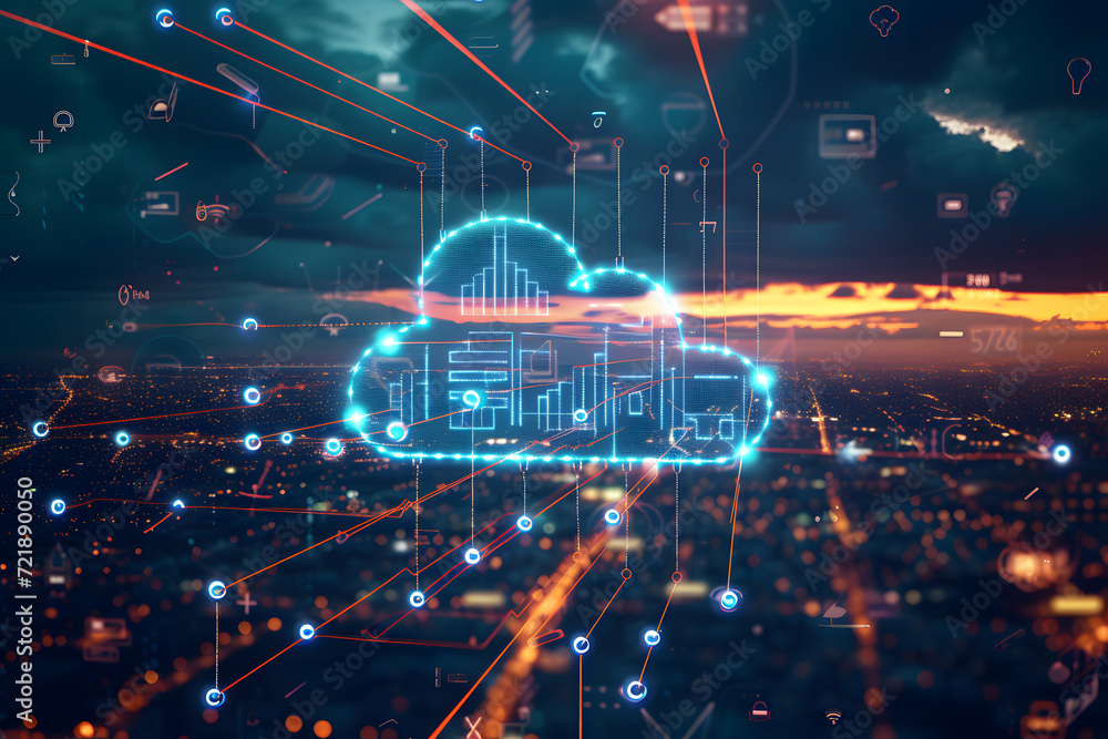 Cloud Computing Concept Background Digital Data Processing In The Virtual Cloud Abstract