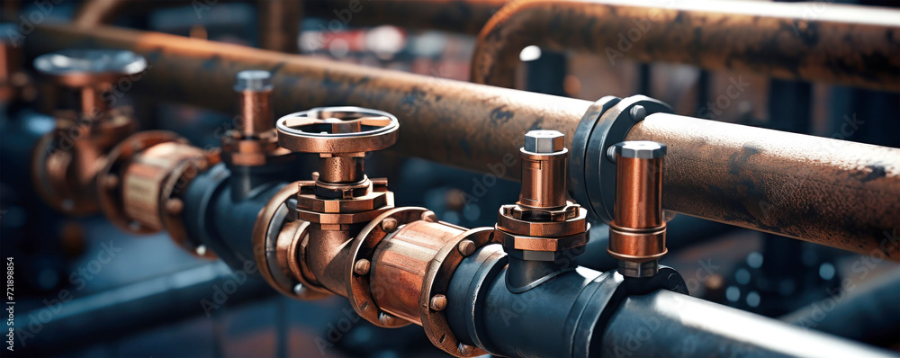 Water node. Pipes and fittings. control unit for water supply to the ...