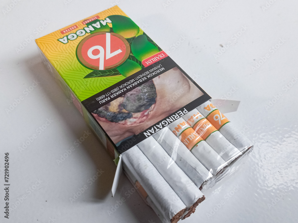 Djarum 76 Mangga Kretek up close. Packaged cigarettes. Djarum 76 mangga ...