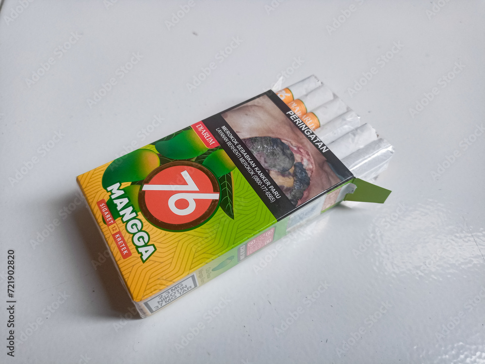 Djarum 76 Mangga Kretek up close. Packaged cigarettes. Djarum 76 mangga ...