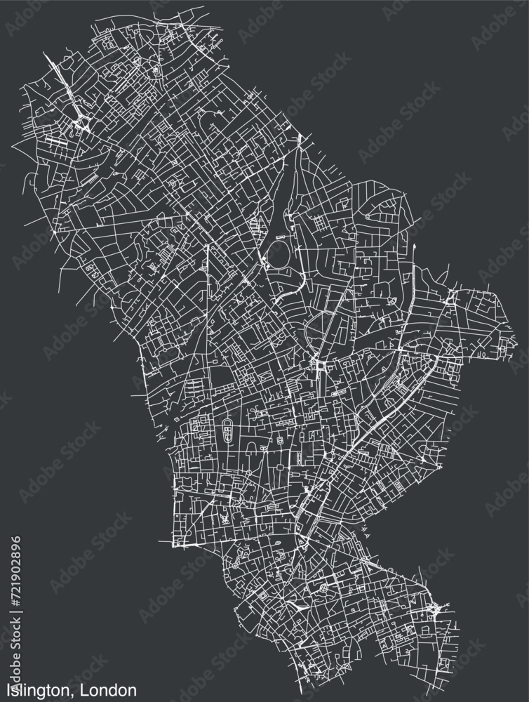 Street roads map of the BOROUGH OF ISLINGTON, LONDON Stock Vector ...