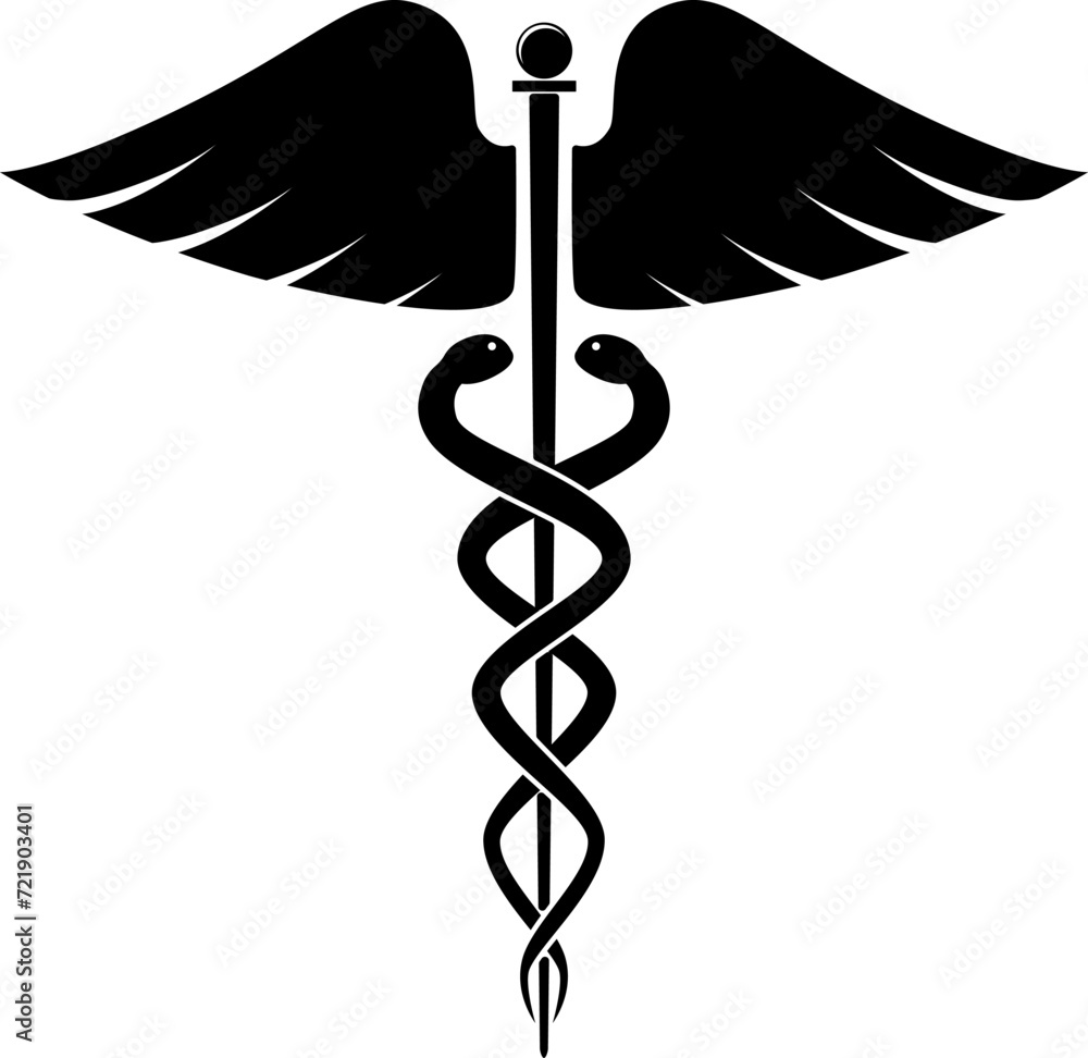 Classical, simple, and clean medical symbol of Caduceus, similar to the ...