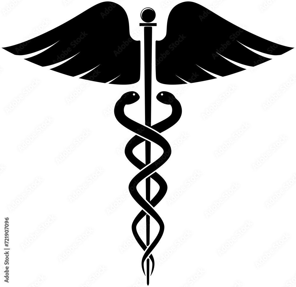 Classical, simple, and clean medical symbol of Caduceus, similar to the ...