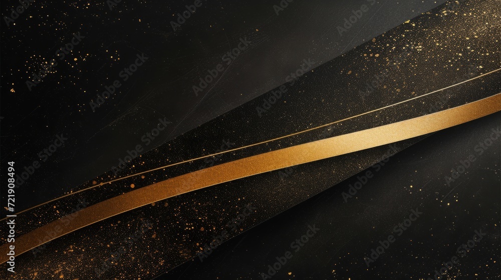 Black background with luxurious gold lines. Two shiny golden lines on a ...