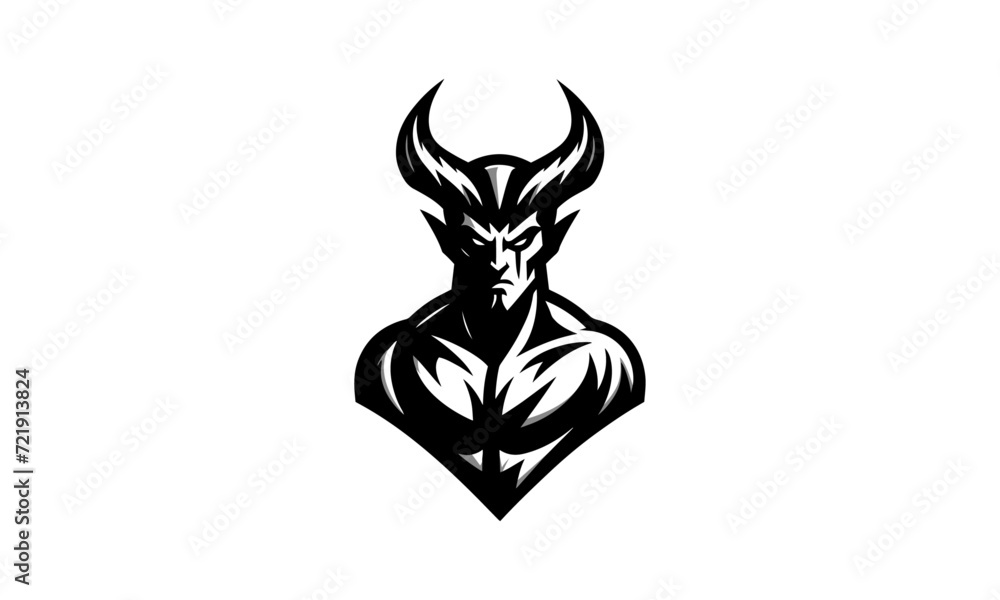 Logo demon, devil, Satan, monster. Halloween art in a flat style. Sport ...