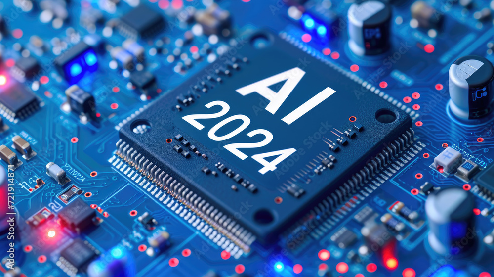 AI flag print screen on Microchip processor on electronic board for ...