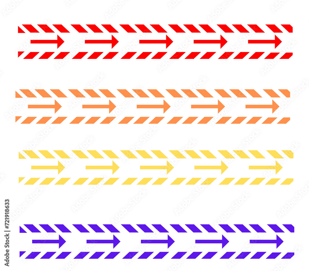 Collection of various colours Arrow direction horizontal reflective ...