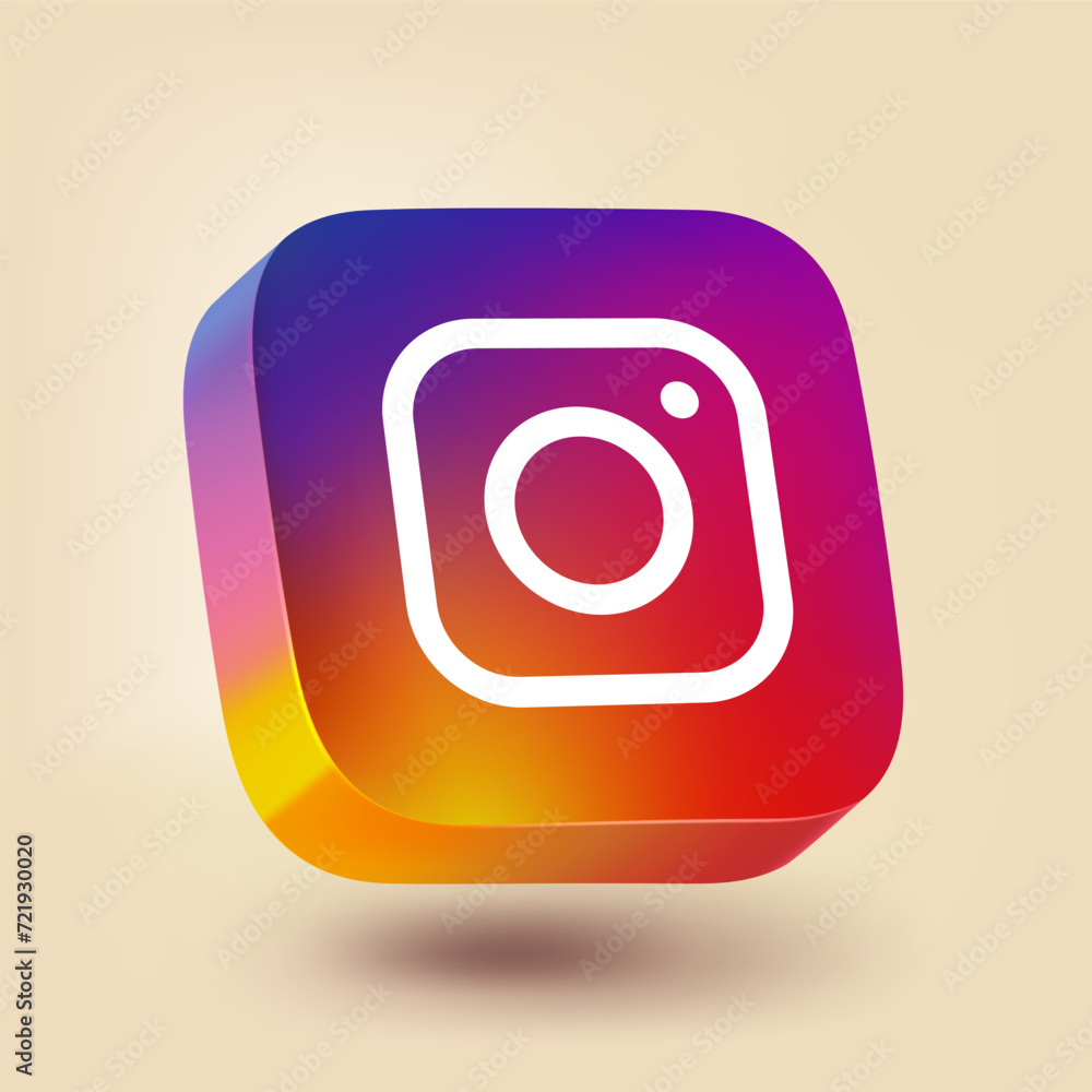 Instagram Application 3d Icon On Violet Background Vector Editorial Illustration Turkey