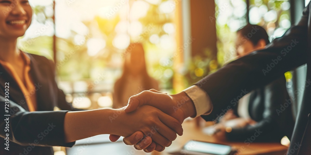 Executives collaborating and forming alliances in conference room at ...