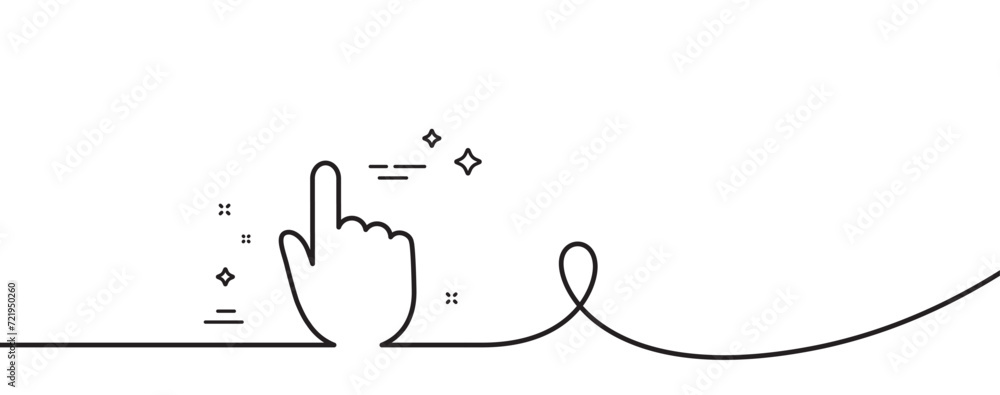 Hand Click line icon. Continuous one line with curl. Finger touch sign ...