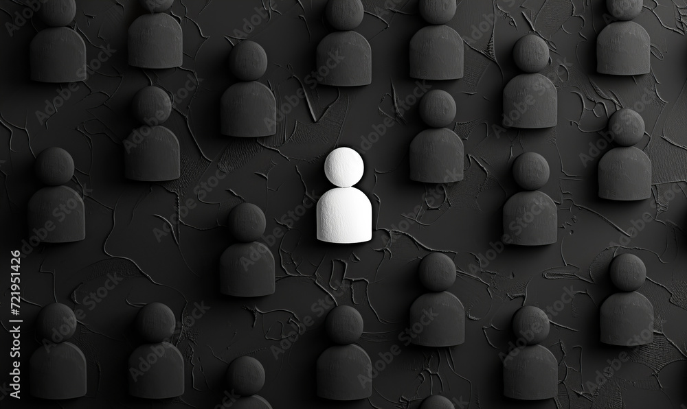 A white human shape among the dark stands out from the crowd of others ...