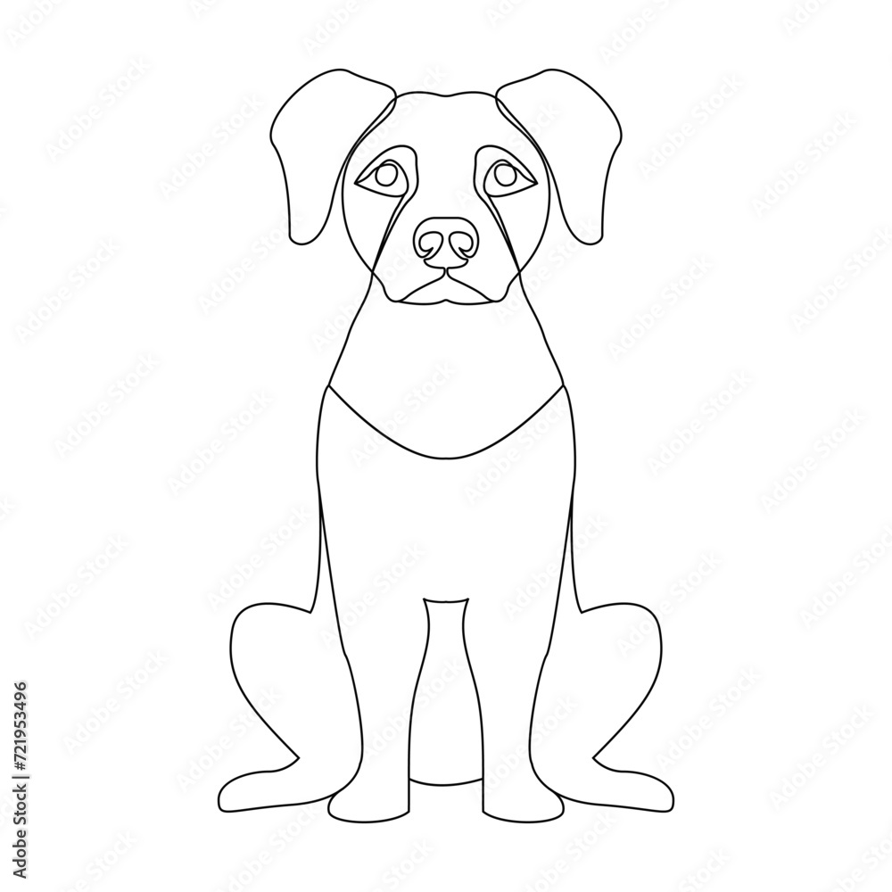 Continuous Single line drawing of dog outline vector art illustration ...