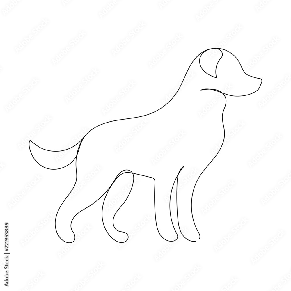 Continuous Single line drawing of dog outline vector art illustration ...