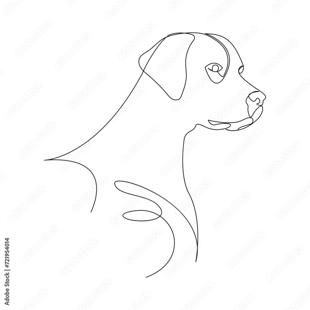 Continuous Single line drawing of dog outline vector art illustration ...
