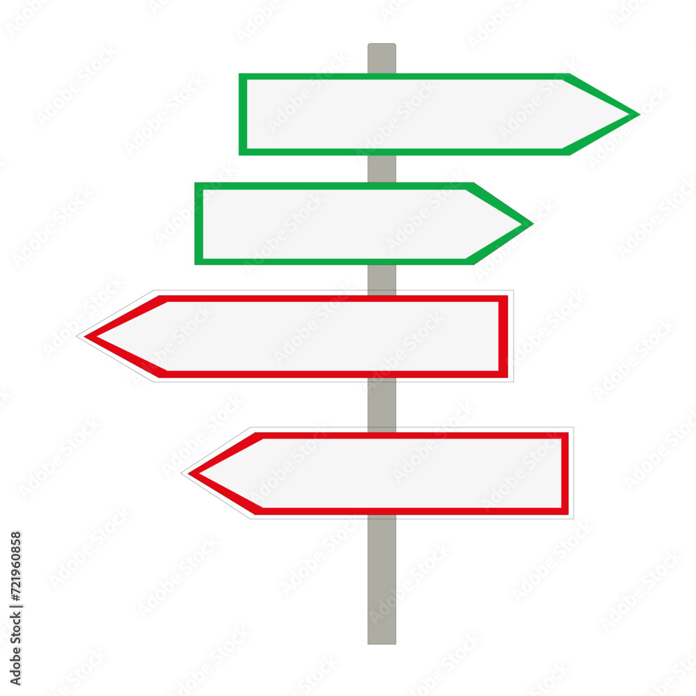 Signe composé de deux flèches de direction gauche, d'une bordure rouge ...