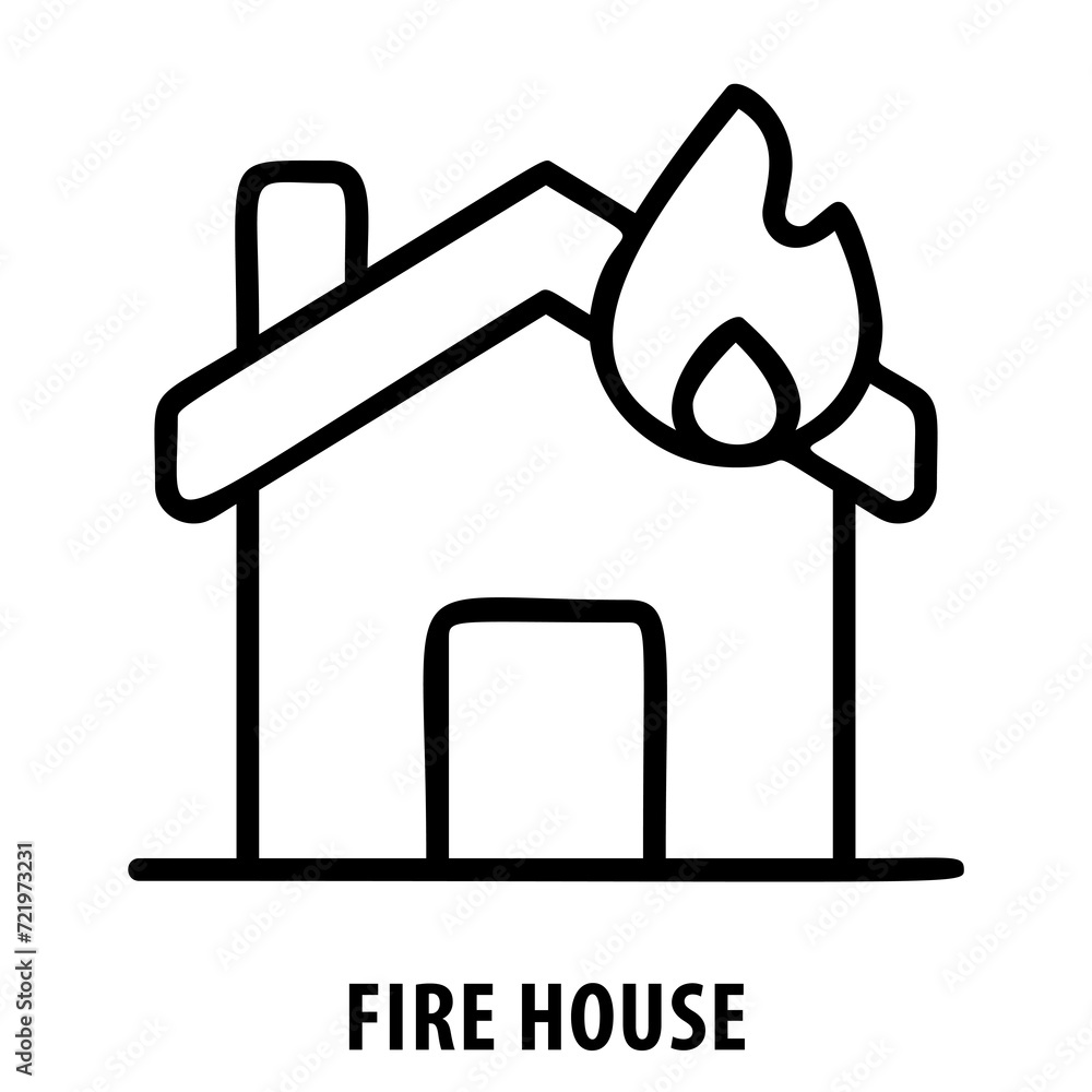 Firehouse, fire station, fire department, fire house icon, emergency ...
