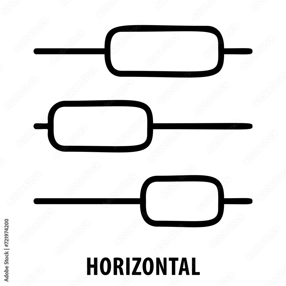 Horizontal, orientation, side view, landscape, horizontal icon, flat ...