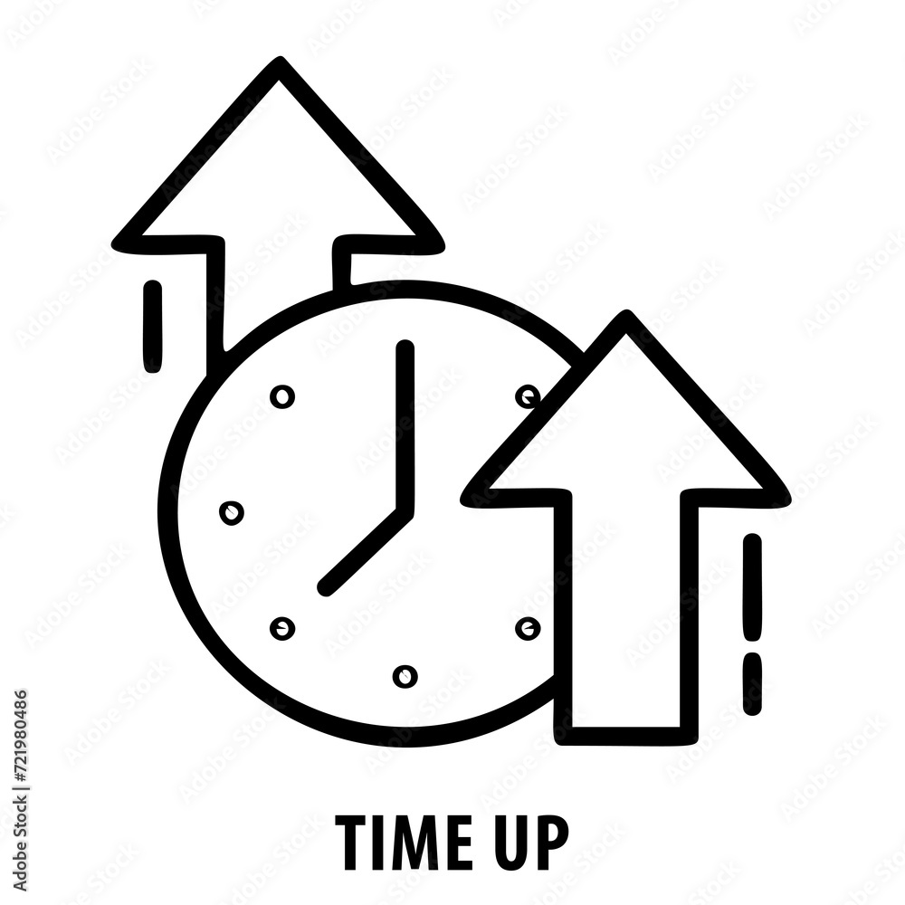 Time up, clock with stop sign, deadline, end of time, finish, time ...