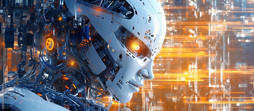 Robotics technology background. futuristic fourth industrial revolution ...