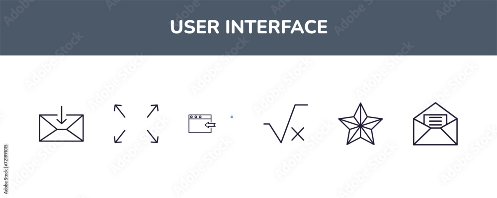 editable outline icons set. thin line icons from user interface collection. linear icons ...