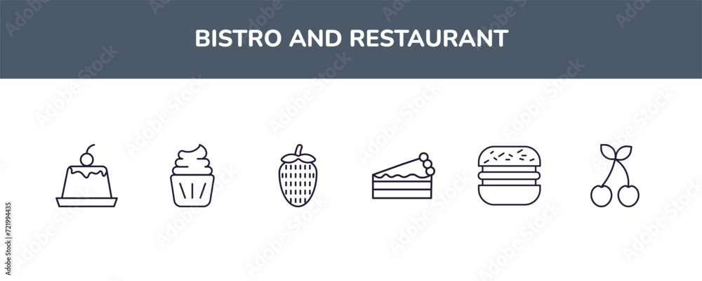 editable outline icons set. thin line icons from bistro and restaurant ...